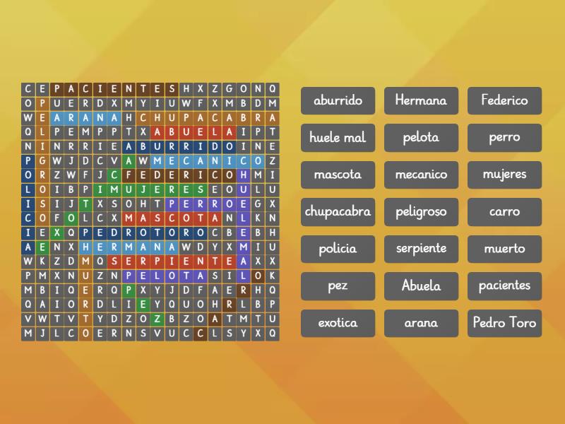 La Familia de Federico Rico - Wordsearch