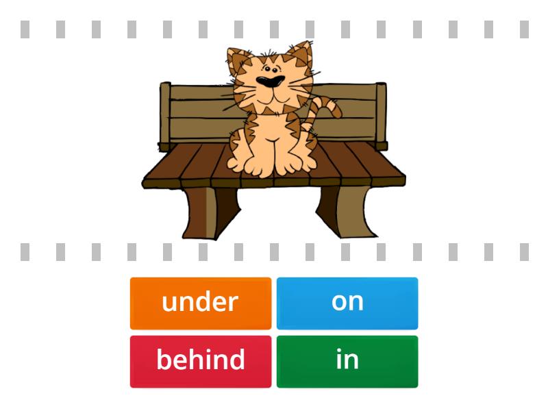 Prepositions in-on-under-behind - Найди пару
