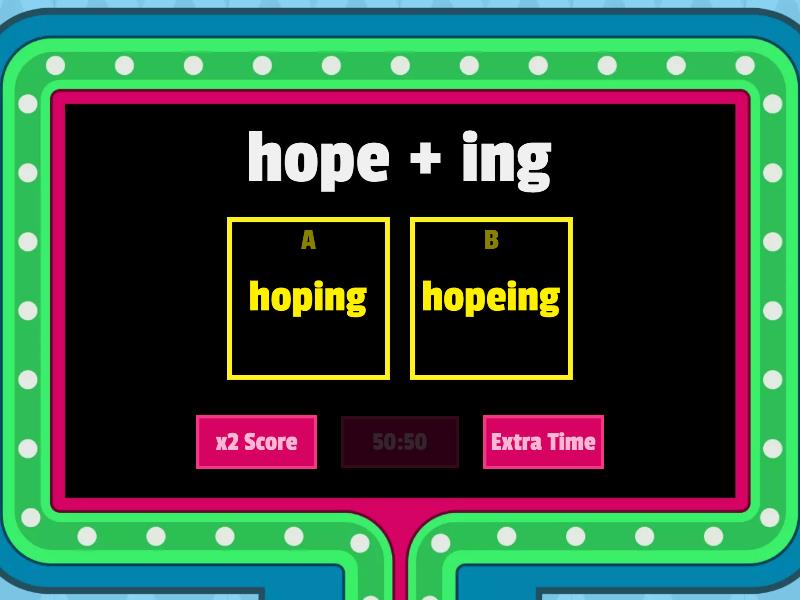 Dropping Rule (Silent e words) - Gameshow quiz