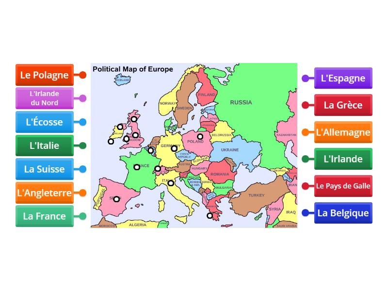 European Countries - French - Labelled diagram