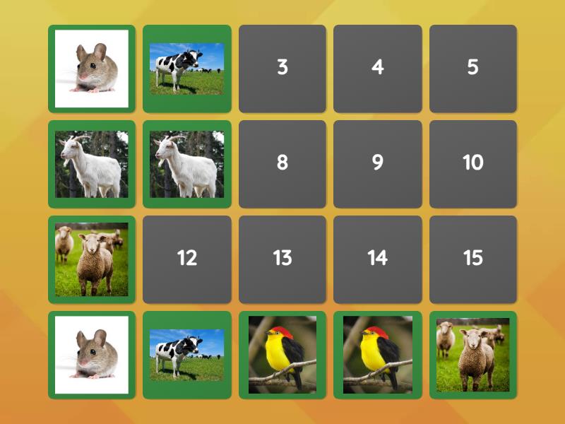 Farm Animals Memory - Matching pairs