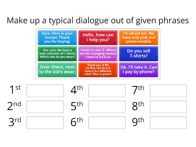 At a clothes shop - Rank order