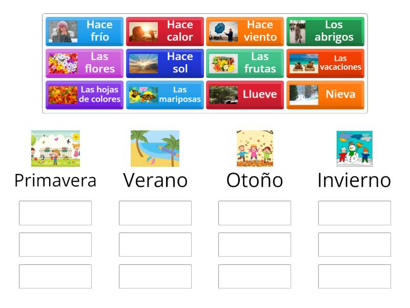 ¡Las estaciones del año! - Ordenar por grupo