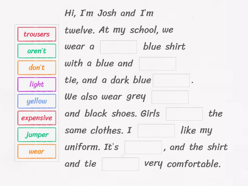 1 School Uniforms in the UK - Complete the sentence