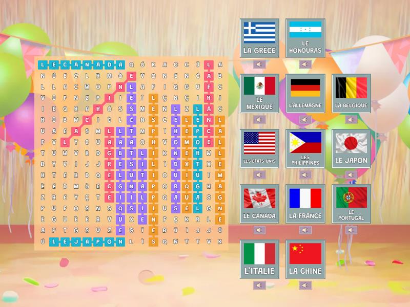 LES PAYS DU MONDE - Wordsearch