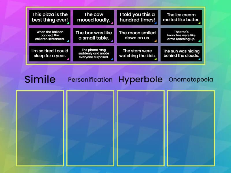 Literary Devices Matching Game - Group sort
