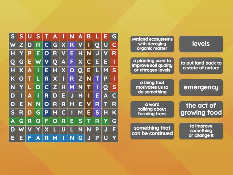 Agriculture Wordsearch - Sopa de letras