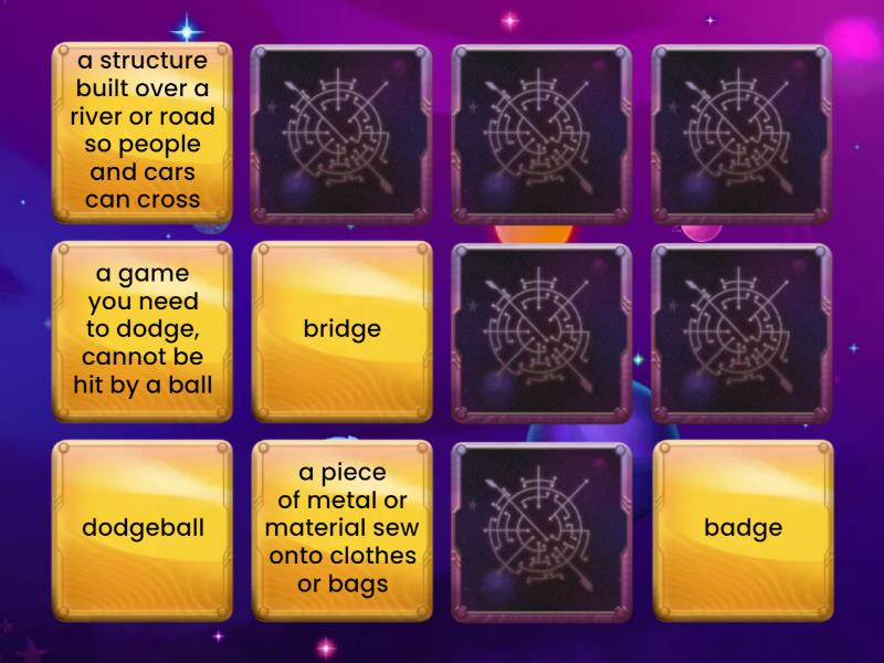 U12 Word study (Match the definition) - Matching pairs