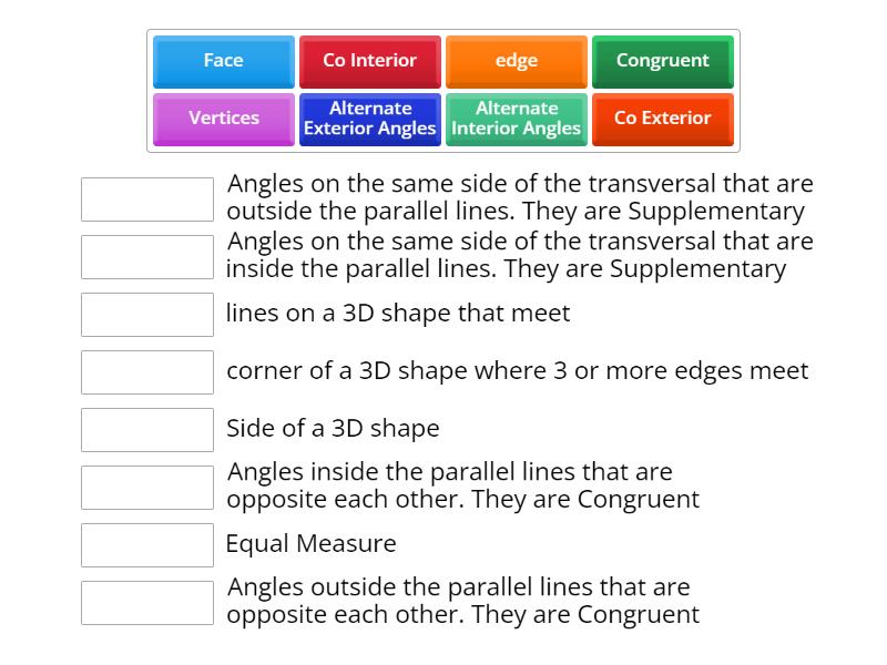 3D figures and Parallel Lines - Match up