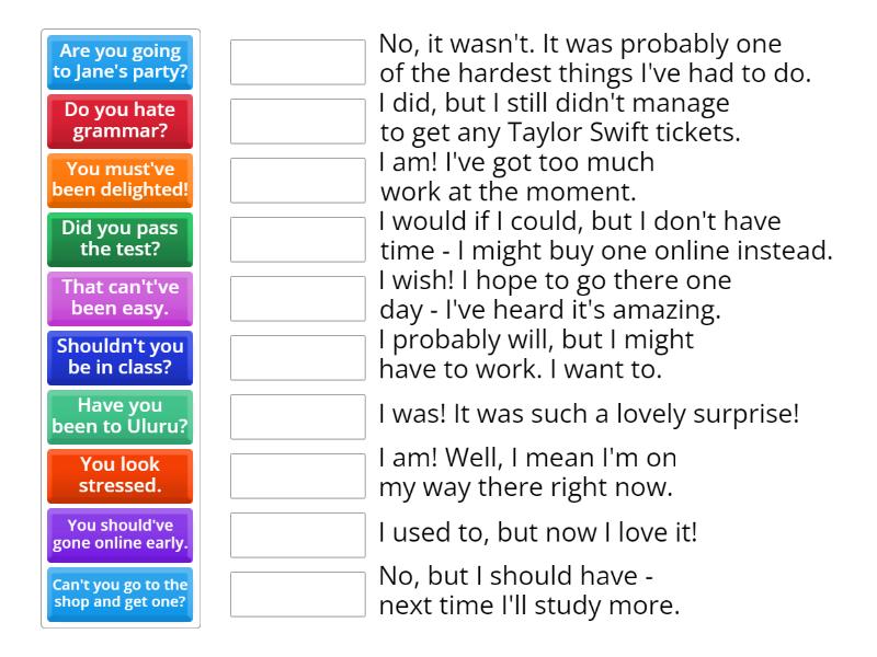 Auxiliary Verbs - Roadmap B2+ 8B - Match up
