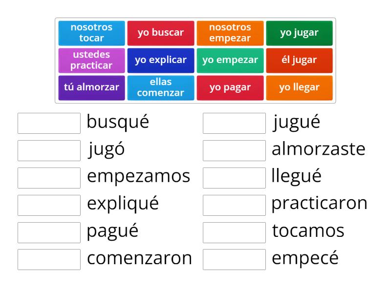 -car; -gar;-zar preterite - Match up