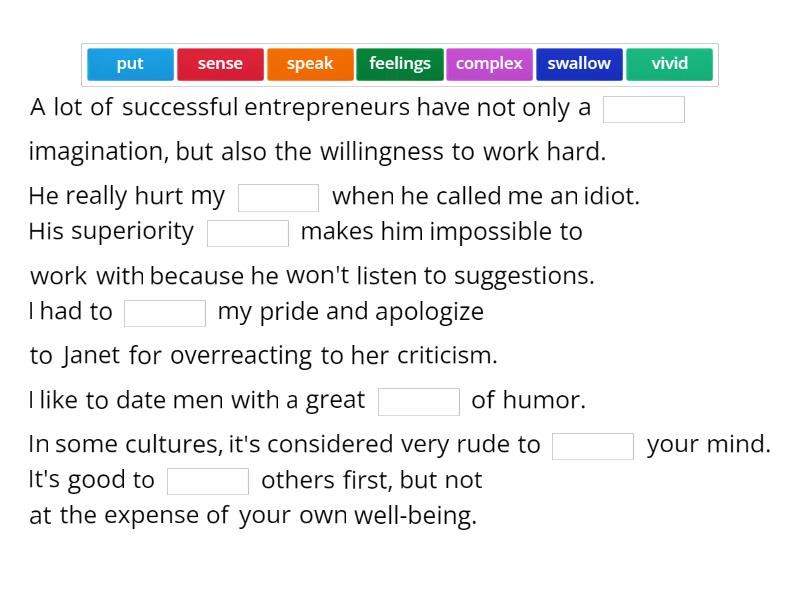 Character Traits-Collocations Quiz - Missing word