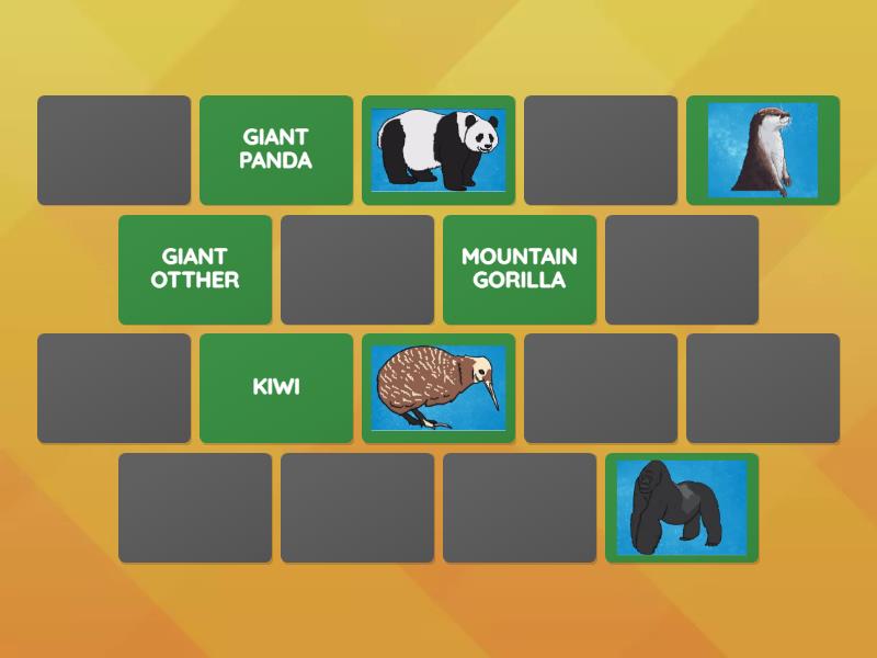 Endangered animals (MEMORY) - Matching pairs