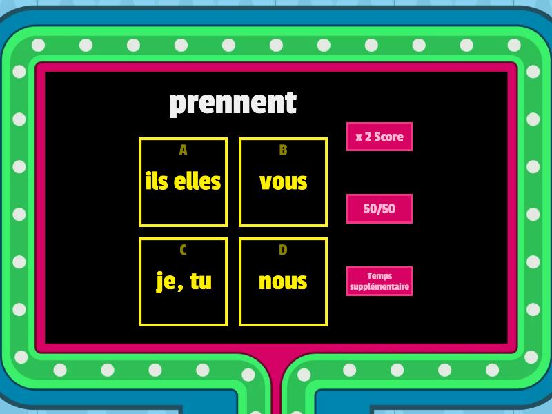 Le verbe prendre - Quiz télévisé