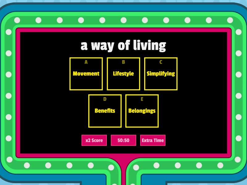match the words with their meaning - Gameshow quiz