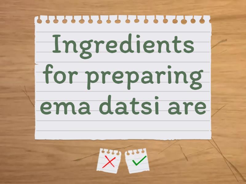Follow-up Activity on Ema Datsi Preparation - Flash cards