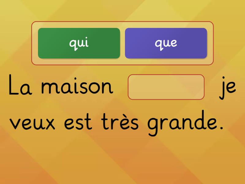 Pronoms relatifs - qui/que - Complete the sentence