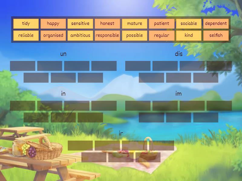 1B Negative adjectives. Sorting - Group sort