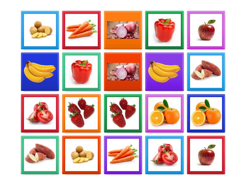 encuentra el par (frutas y verduras) - Flip tiles