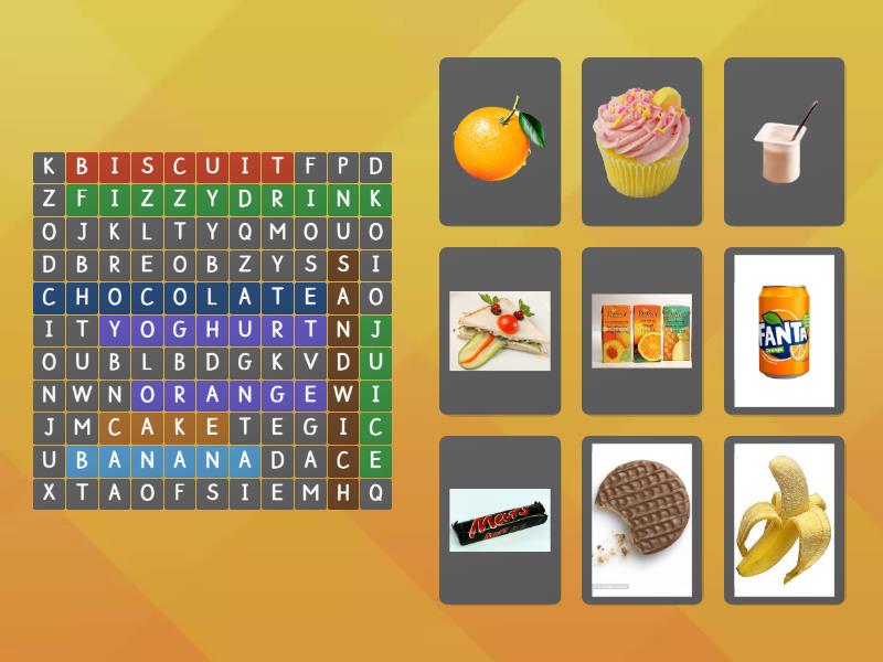 My favourite food and drink - Wordsearch