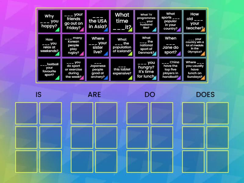 7A be and present simple - Group sort