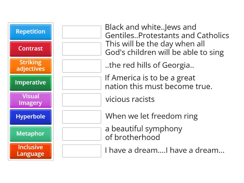 MLK Rhetorical Devices - Match up