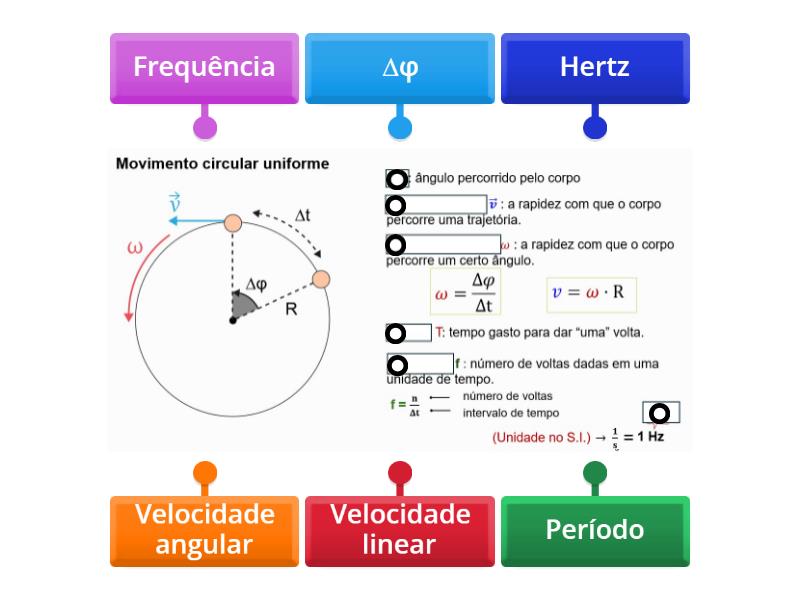 Conceitos do Movimento Circular Uniforme - Labelled diagram