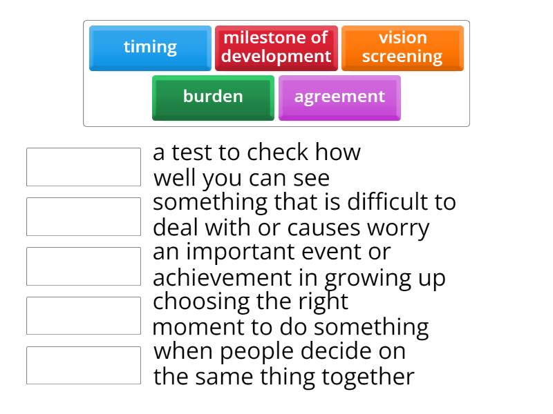 Matching visual screening vocabulary - Match up