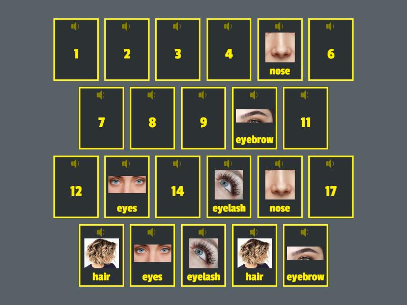 Parts of the face - Matching pairs