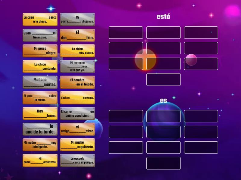 Ser y estar, con los pronombres el, ella y usted - Classificação em grupos