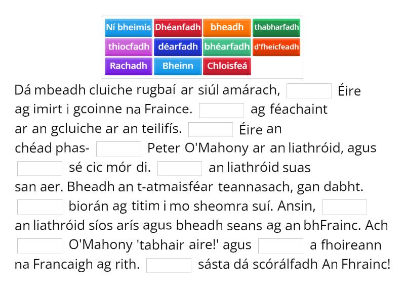 An Modh Coinníollach - Complete the sentence