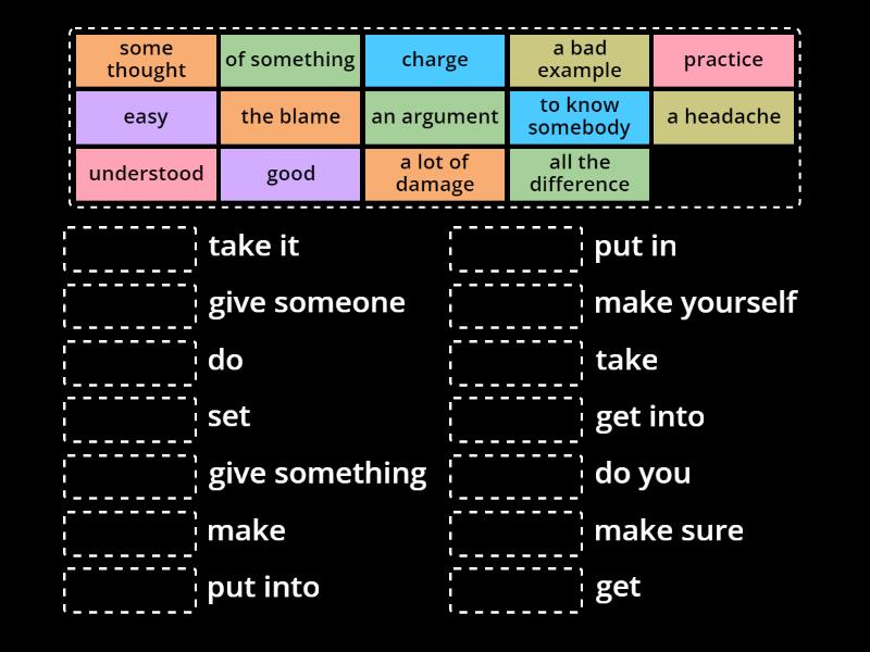 Navigate Unit 6 high-frequency verb collocation - Match up
