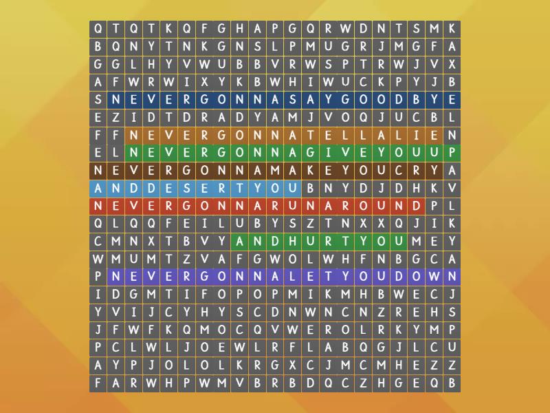 Rickroll - Wordsearch