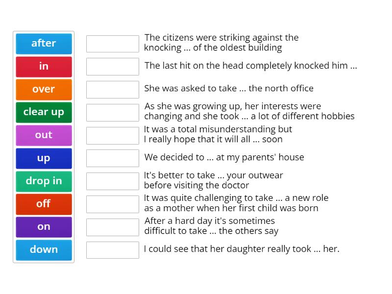 Moutsou U11 phrasal verbs - Match up