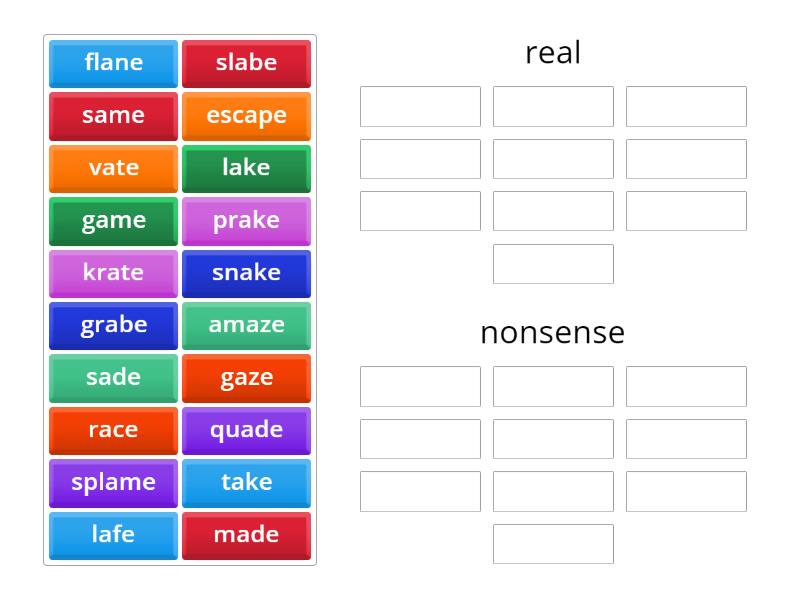 Real or nonsense split digraph a-e - 按組排序