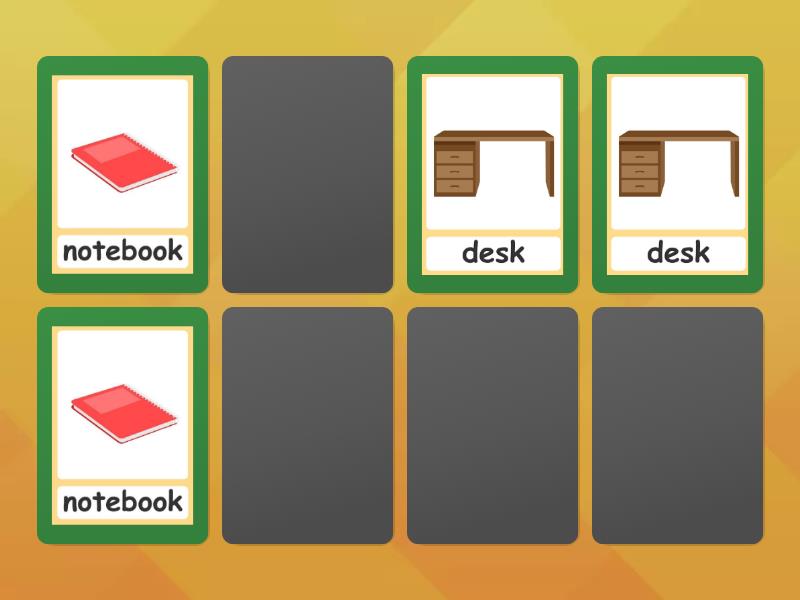 SCHOOL THINGS MEMORY GAME - Matching pairs