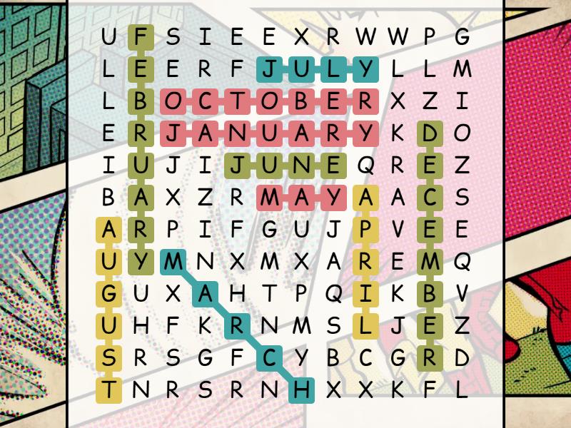 MONTHS OF THE YEAR - Wordsearch