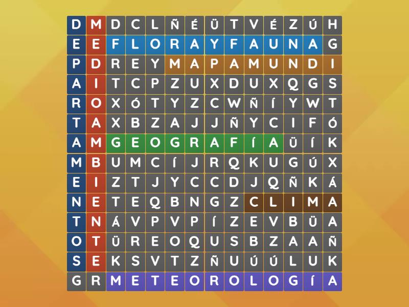 Sopa de Letras de Geografía - Wordsearch
