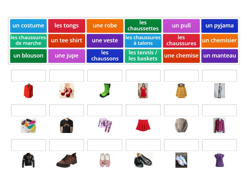 les vetements et les chaussures - Match up