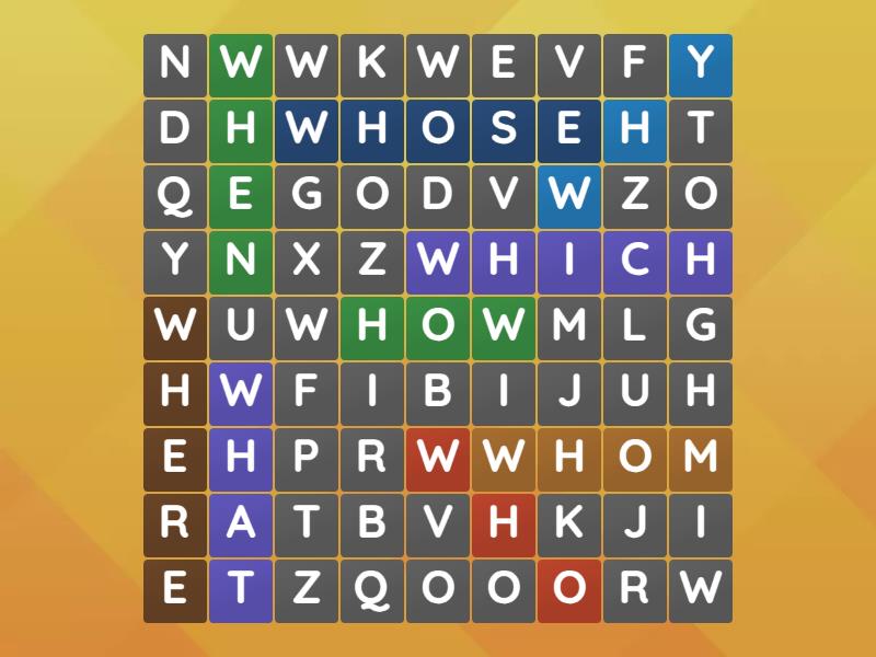 Wh Questions - Word search - Wordsearch