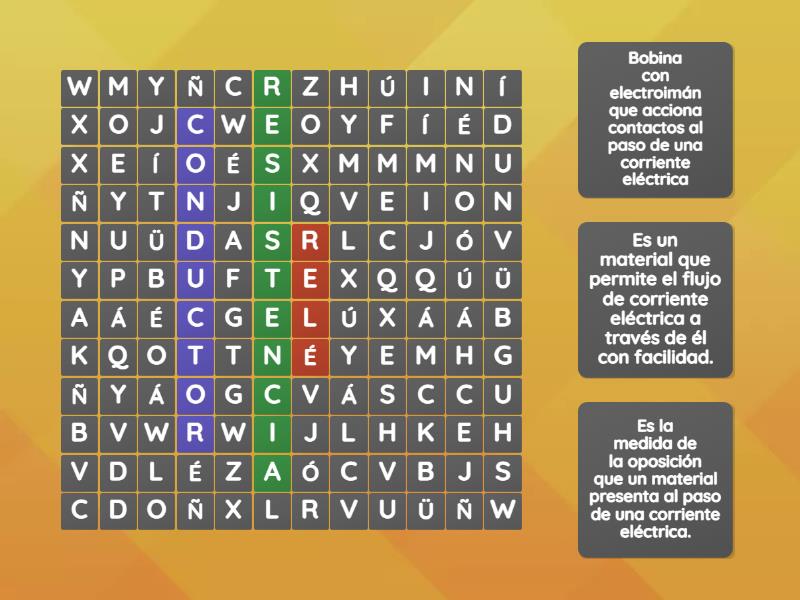 Test 3. CIRCUITOS ELÉCTRICOS - Wordsearch