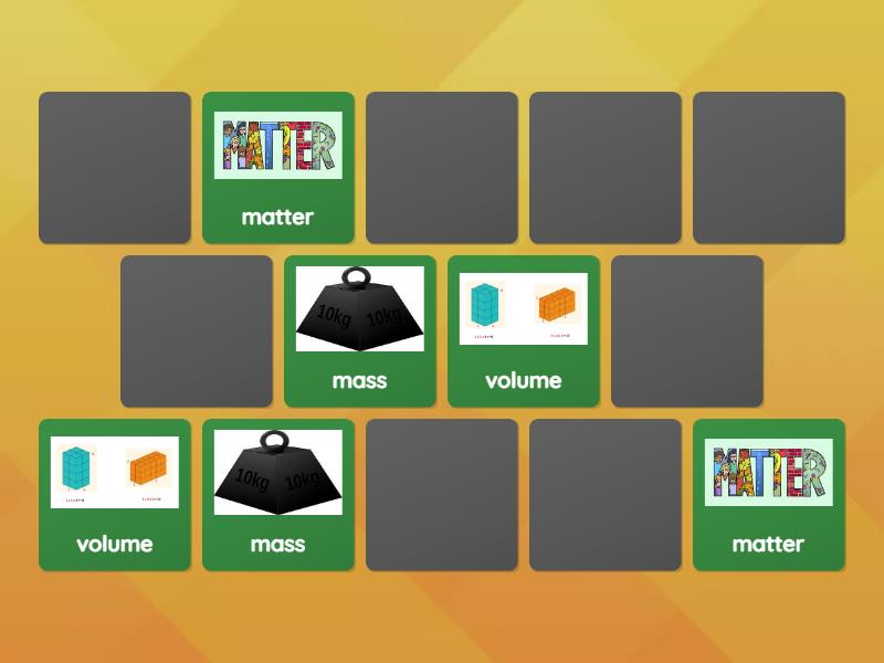 matter,vulume and mass - Matching pairs