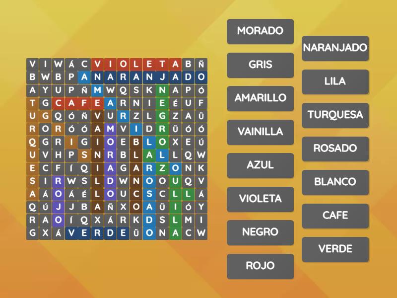 COLORES - Sopa de letras