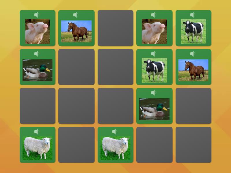 Old MacDonald had a farm - animals memory game - Matching pairs