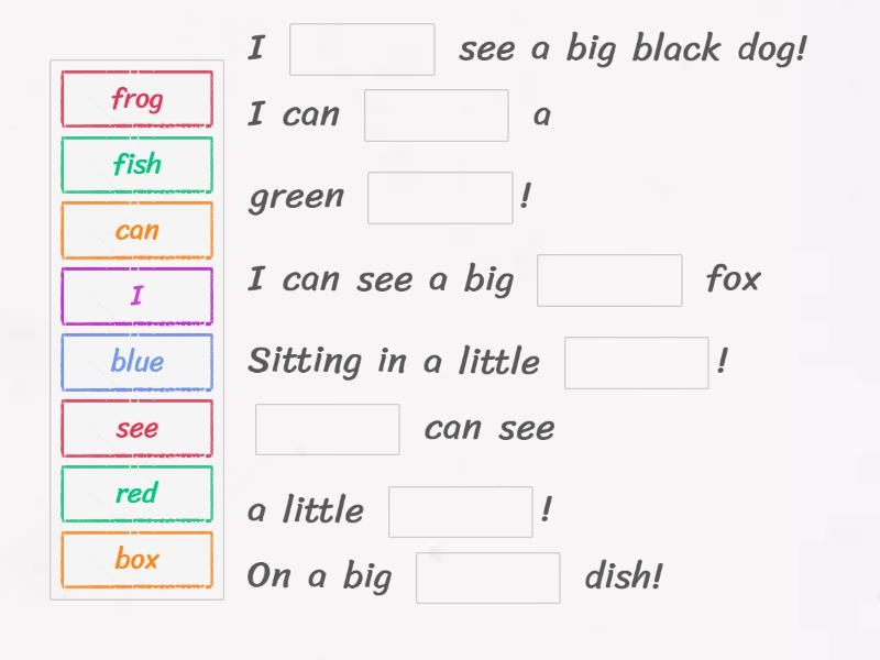 Rainbow English 2 - Step 20 -complete the rhyme - Complete the sentence