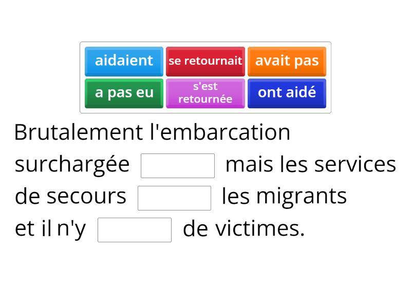 SL choisis entre le verbe à l'imparfait et le verbe au passé composé ...