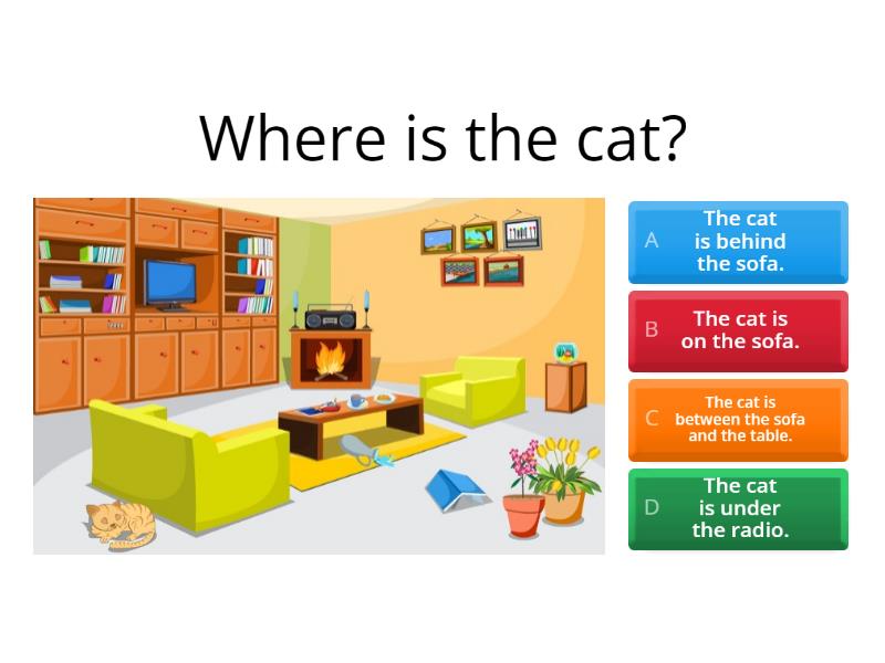 Prepositions of place + parts of the house - Quiz