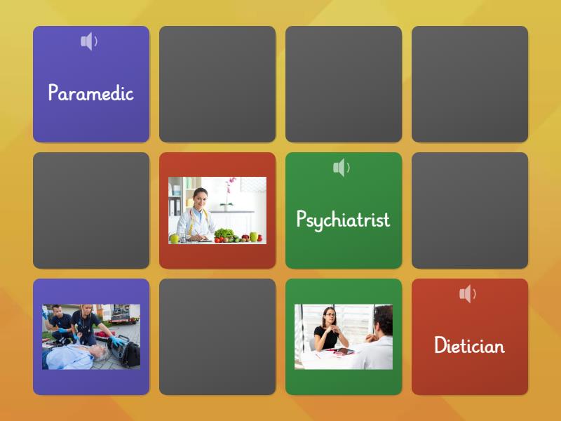 Vocabulary healthcare professions - Matching pairs