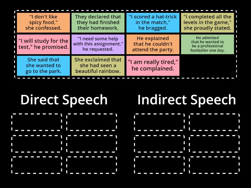 Indirect and direct speech - Group sort