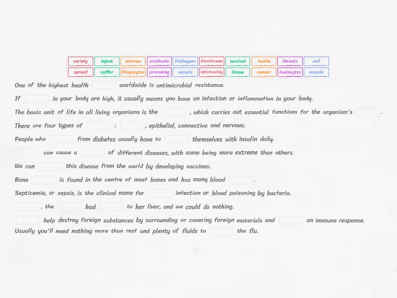 Immune system - Complete the sentence